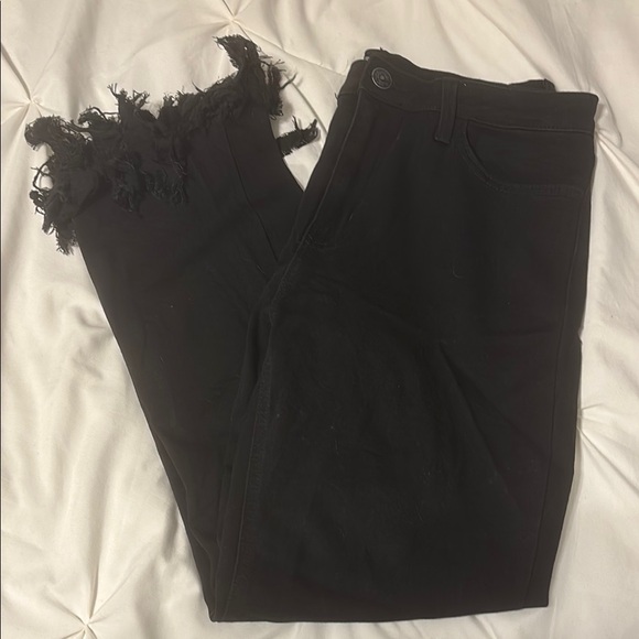 Just Black | Jeans | Just Black Ankle Cropped Black Jeans With Frayed ...